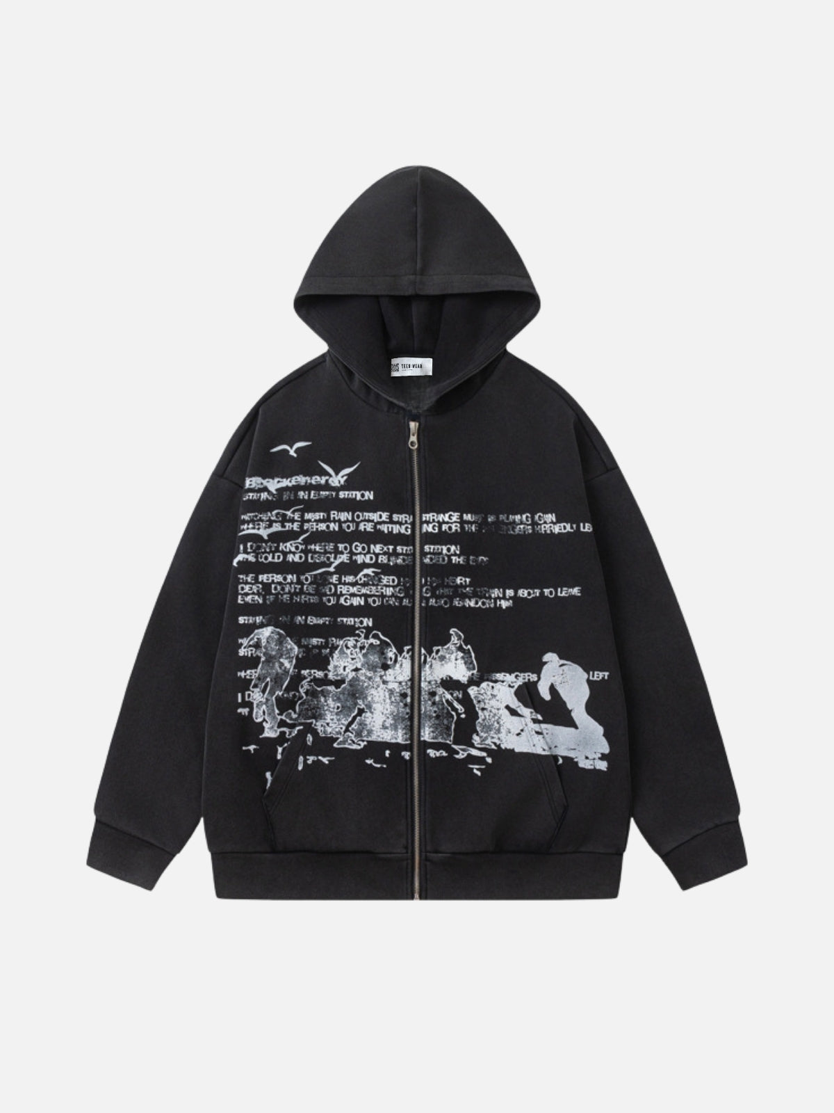 URBANIZED - Oversized Print Zip Up Hoodie